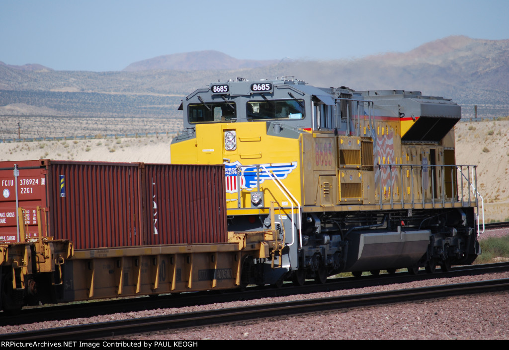 UP 8685 rolls west as she pushes a Z Train towaqds Los Angeles or Long Beach on this K Line ...